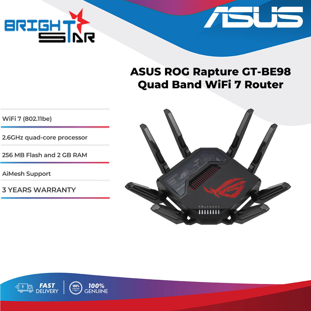 ASUS ROG Rapture GT-BE98 Quad-band WiFi 7 Gaming Router | Shopee Malaysia