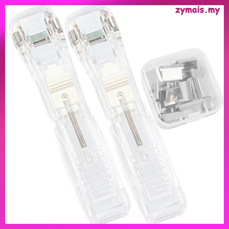 Mini Staples Paper Clip Dispenser Office Stapler No Trace Desktop Clam ...