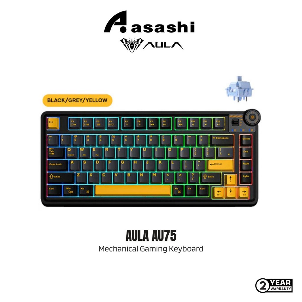 AULA AU75 87-Key RGB Tri-Mode Gasket Mechanical Gaming Keyboard - Star Vector Switch | Shopee ...