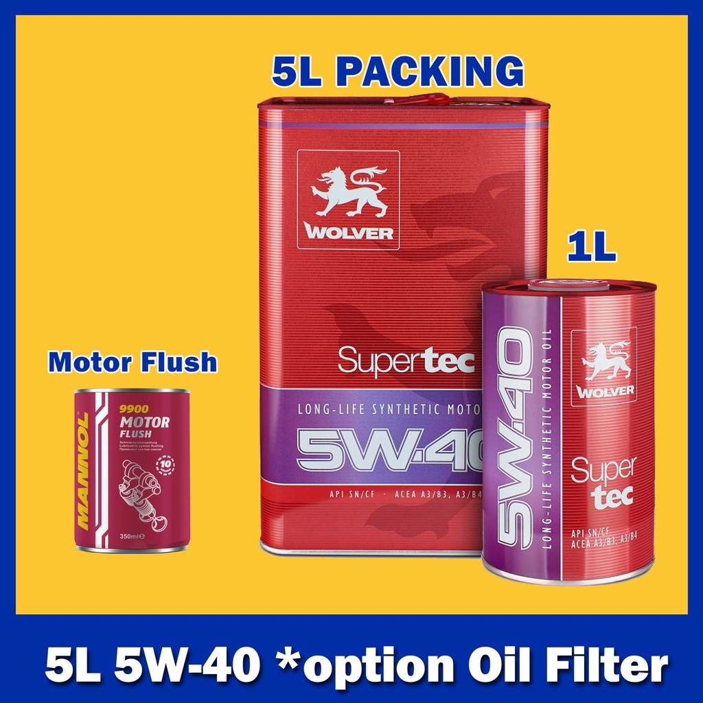 Wolver Supertec 5W-40 Fully Synthetic Engine Oil (Imported Germany) 5W40 5L #CASTROL#PETRONAS# ...