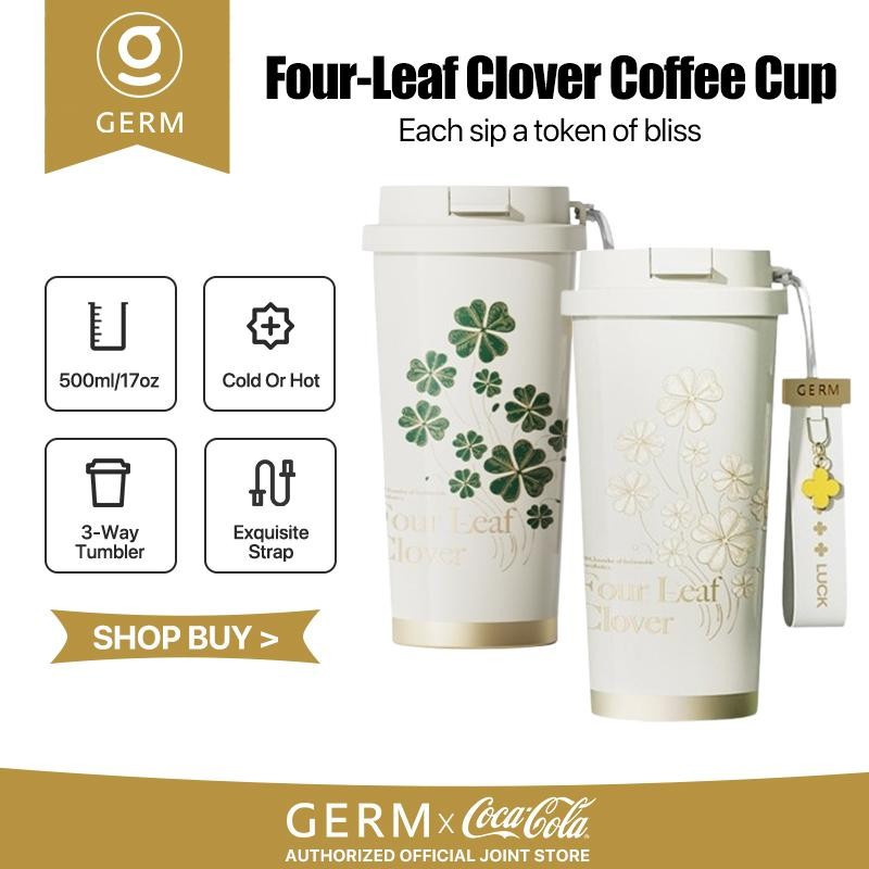 GERM Four Leaf Clover Coffee Straw Cup 500ML Liner 316 Grade 3 Ways of ...