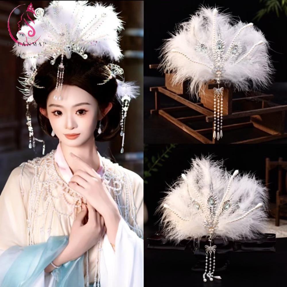 OCEANMAP Rhinestone Phoenix Coronet, Tassel Vintage Chinese Hanfu Hair ...