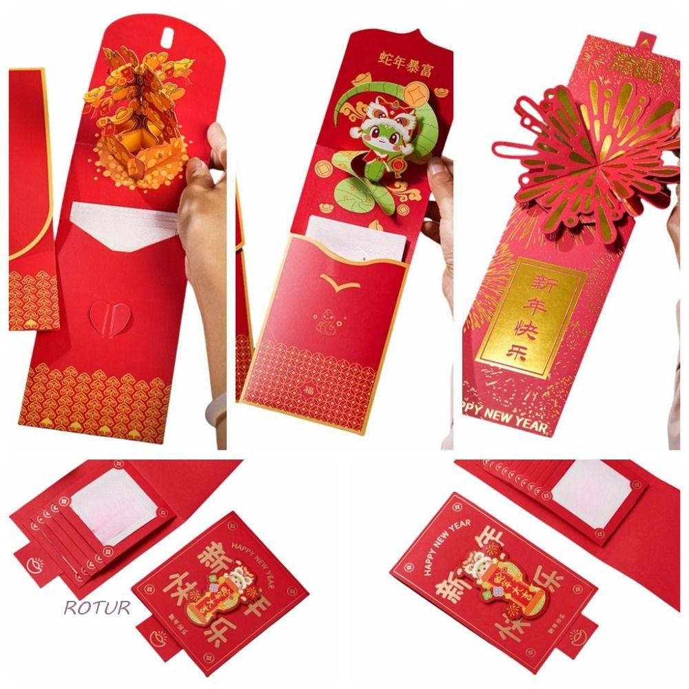 ROTUR 3D New Year Red Packet, Spring Festival Blessing 2025 Snake Year ...