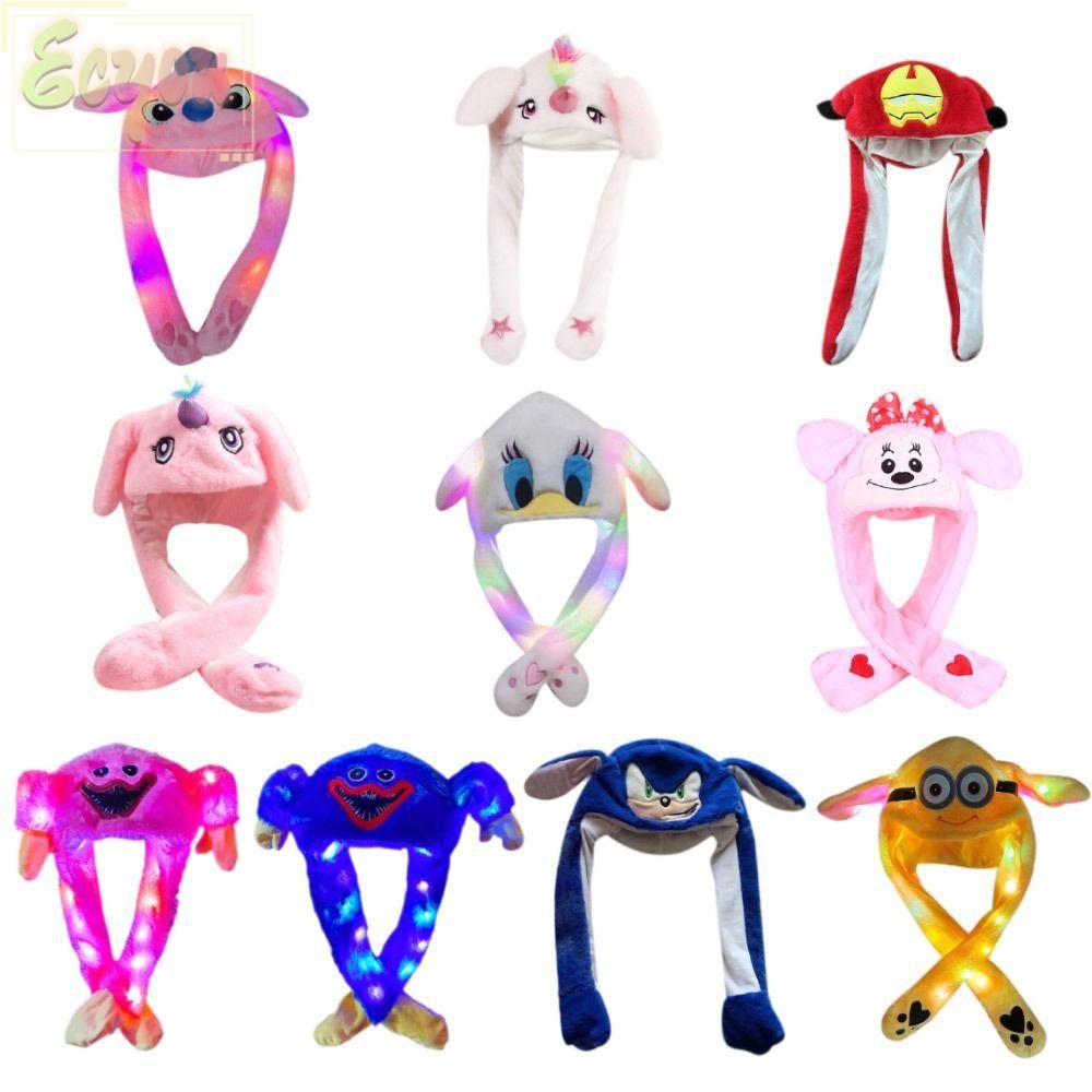 ECYOU Glowing Plush Moving Hat, Animal Headwear Animal Earflap Hat ...