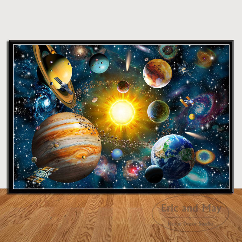 Planets Solar System Galaxy Universe Posters and Prints Canvas Painting ...