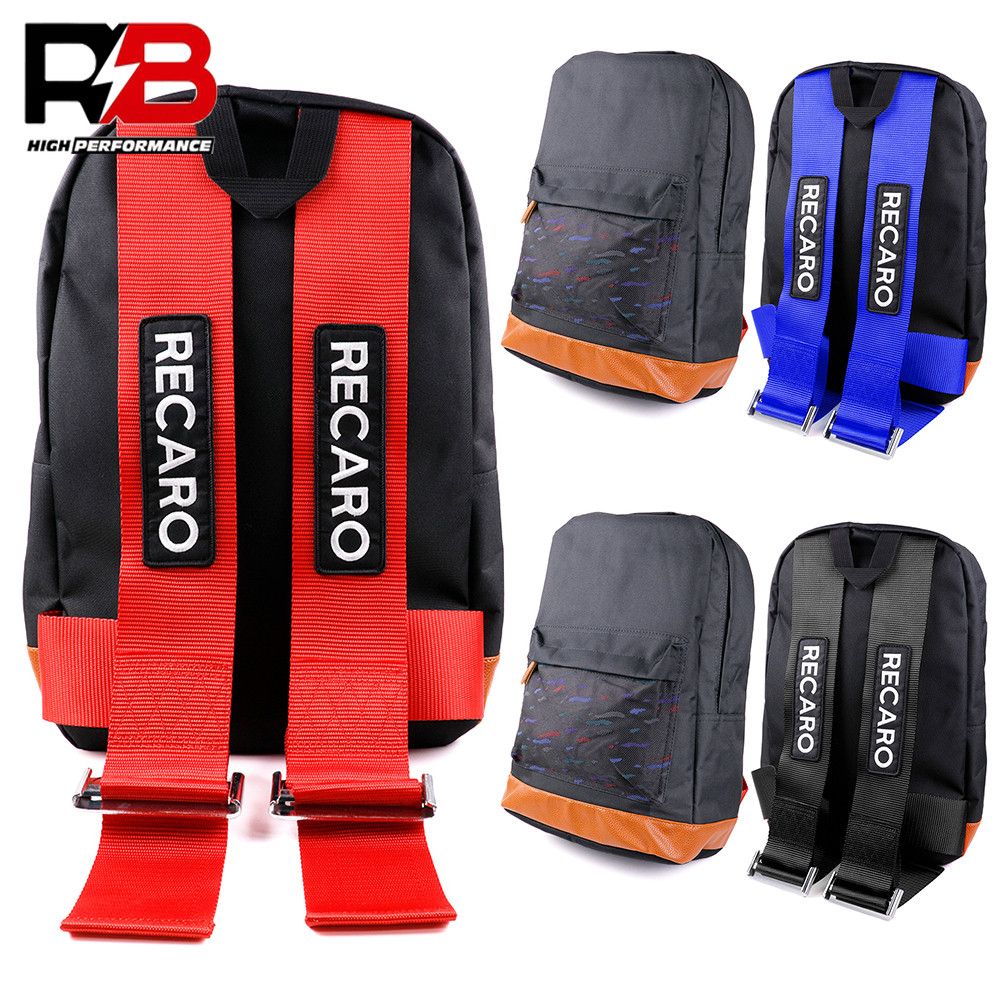 JDM RECARO Racing Fabric Backpack Seat Belts Fabric Canvas Backpack ...