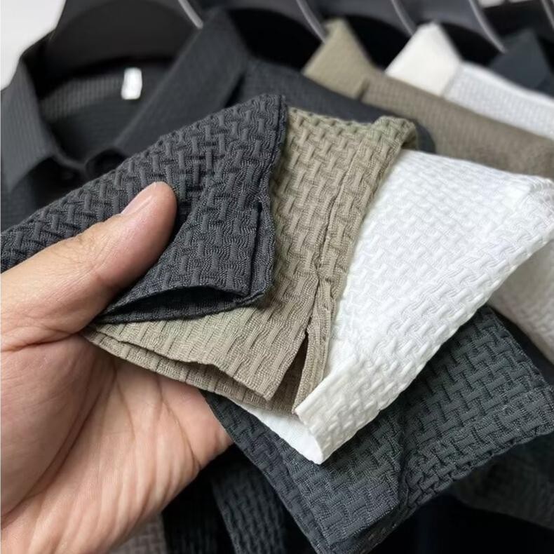 Textured casual polo shirt for men summer breathable solid color polo ...