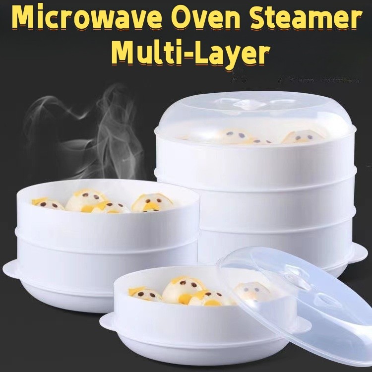 Microwave Oven Steamer Multi-Layer Food Heating Steamer With Lid ...