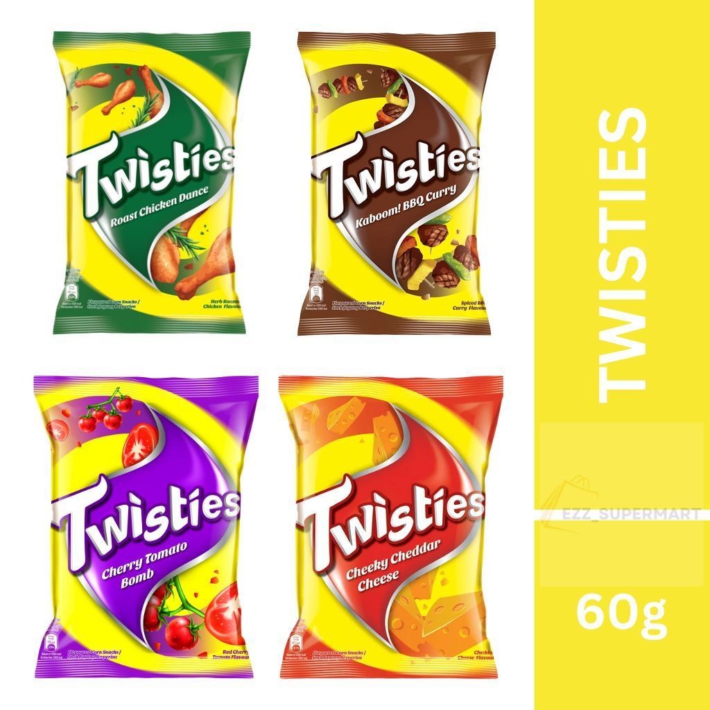TWISTIES Corn Snacks BBQ Curry / Roast Chicken / Cherry Tomato ...