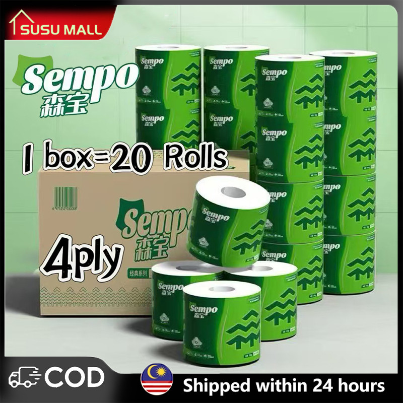 【SuSu Mall】TISSUE PAPER ROLL Sempo Toilet Roll 4ply （1box=20Rolls） Can ...