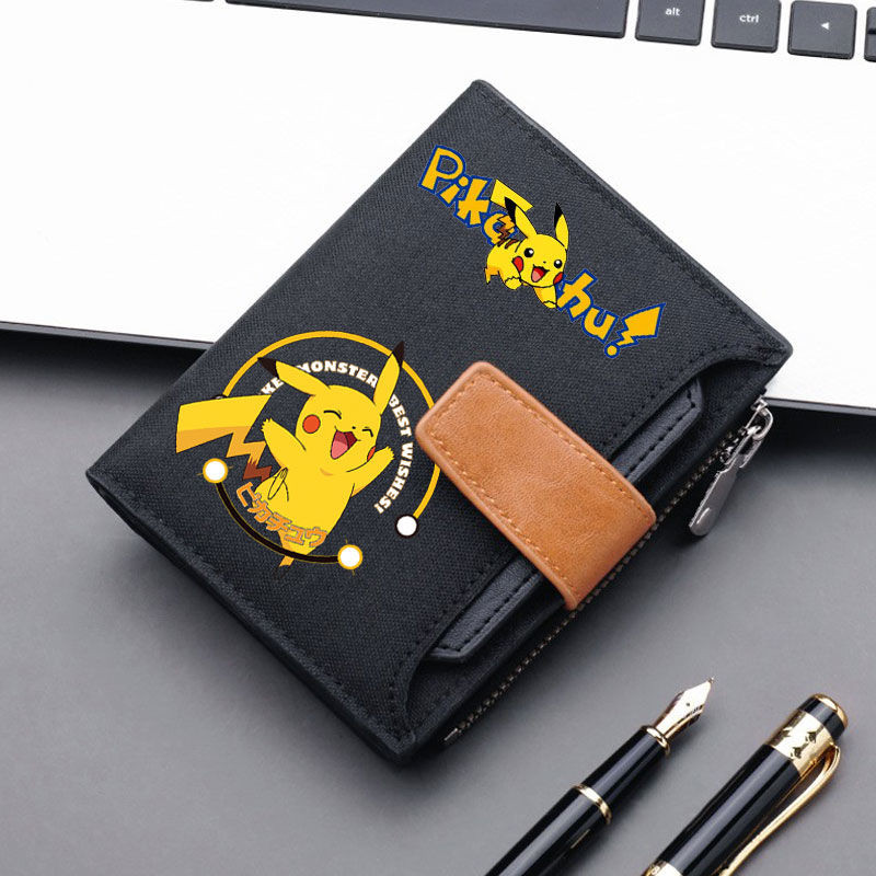 Colorful Anime Cartoon Pikachu Wallet Pokémon Canvas Buckle Large ...