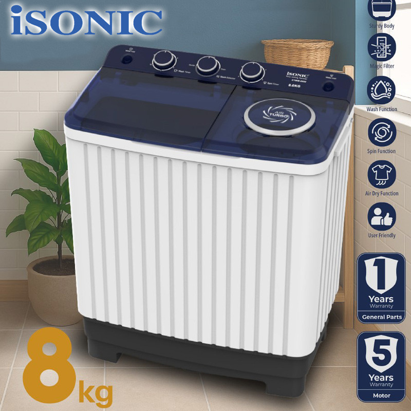 Isonic Twin Tub / Semi Auto Washing Machine (8kg) CTWM-S850 | Shopee ...