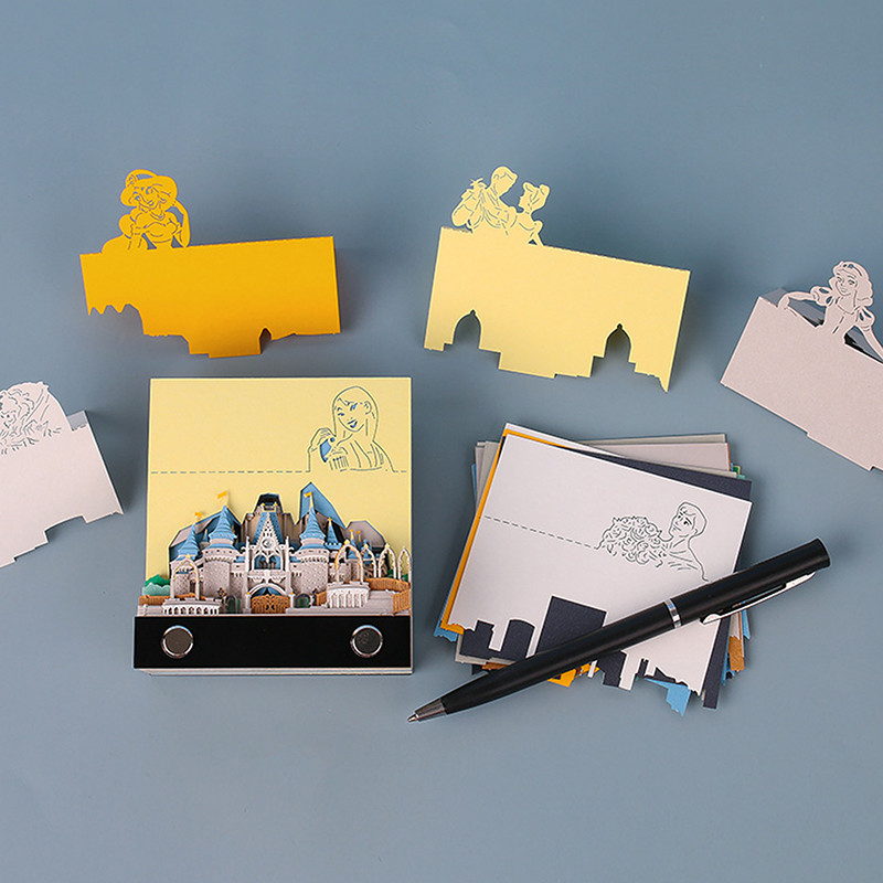 guyumao Castle Desk Calendar With LED Lights 2025 Calendar Memo Pad ...