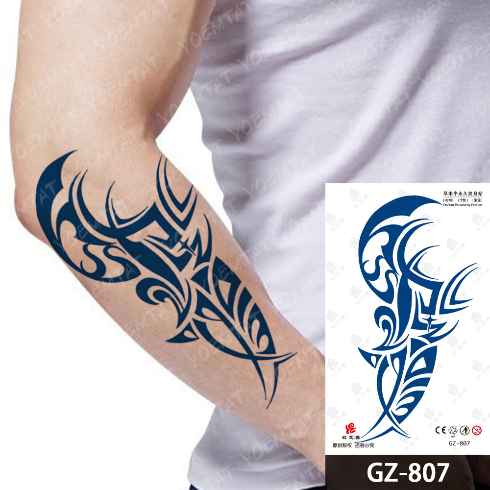 Juice Ink Lasting Waterproof Temporary Tattoo Sticker Cross Thorns Moon ...
