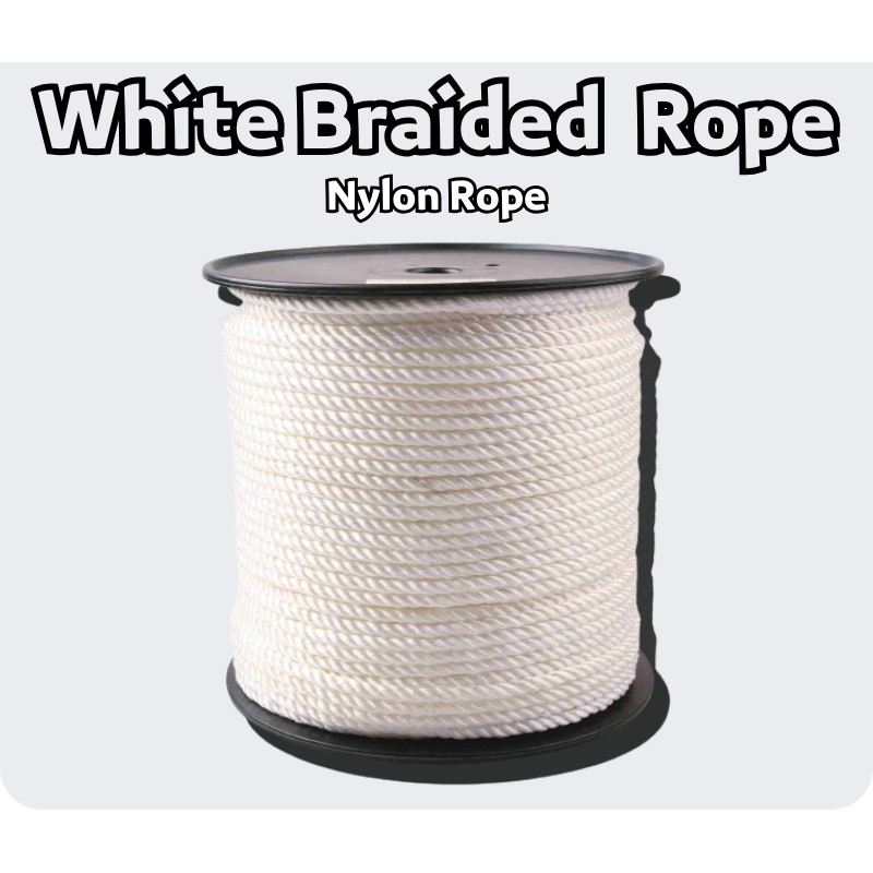 WHITE BRAIDED NYLON ROPE CORD 3mm , 4mm , 5mm , 6mm , 8mm / Tali Nylon Putih | Shopee Malaysia
