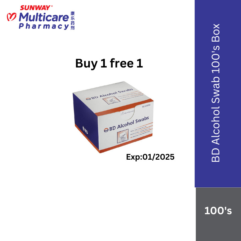 [ Buy 1 Free 1] BD Alcohol Swab 100's Box (while stock last) (Exp: 1/ ...