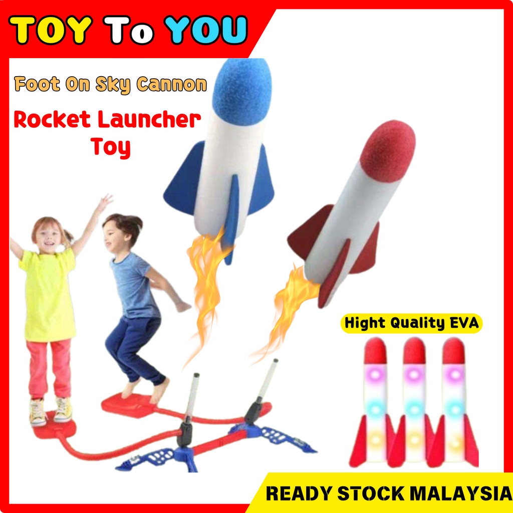 Flying Mini Rocket step jump Launcher Toys Pump Air Outdoor Play Mainan ...
