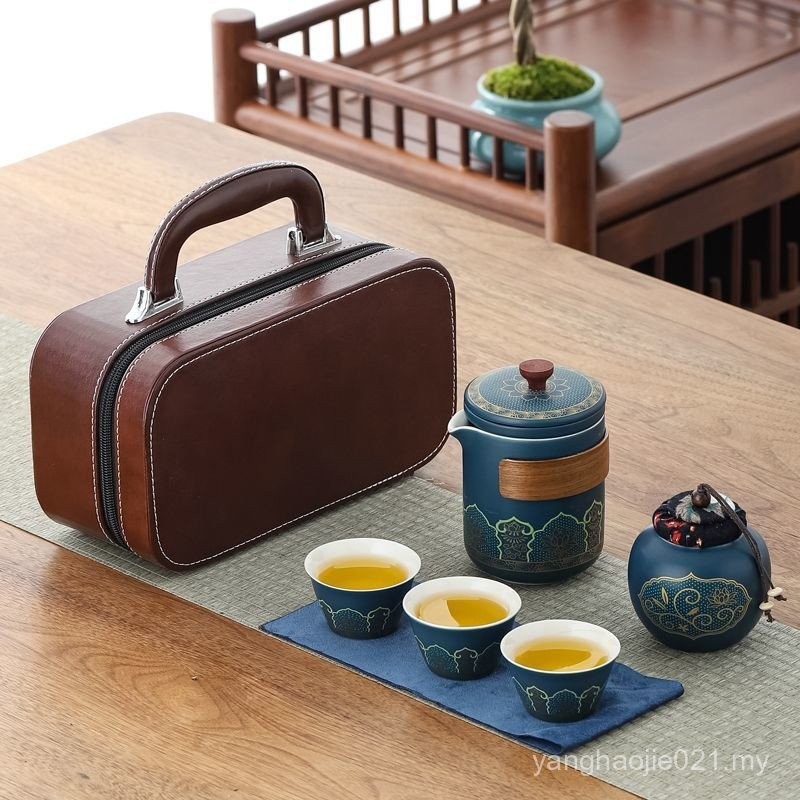 Portable Tea Set Outdoor Tea Bag Ceramic One Pot Three Cups Portable ...