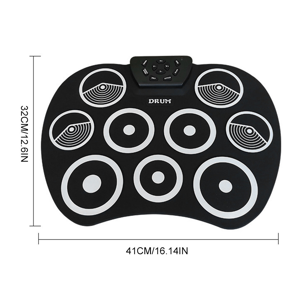 Electronic Drum Set 9-Pad Roll-Up Drum Practice Pad with Drum Sticks and Pedals [myhomever.my ...