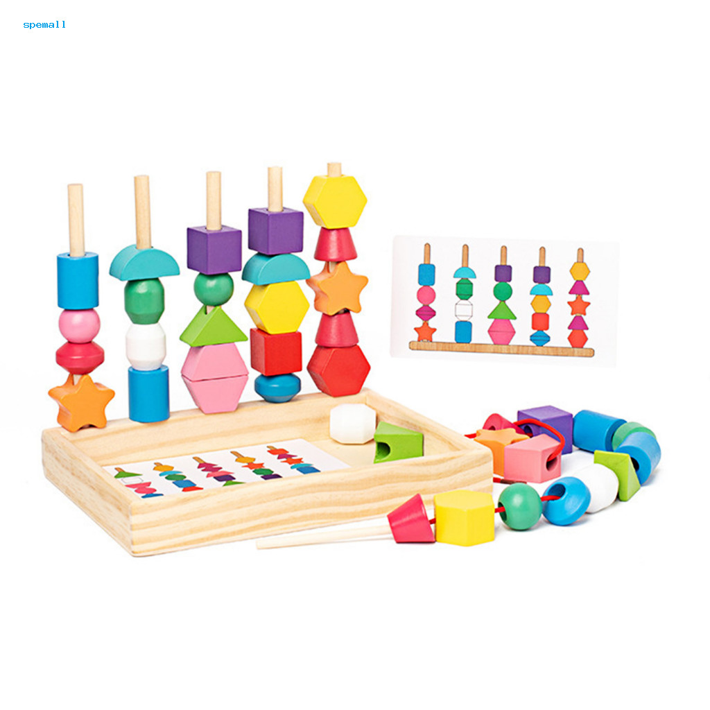Hands-on Learning Activity Set Wooden Shape Sorting Toy Wooden Beads ...