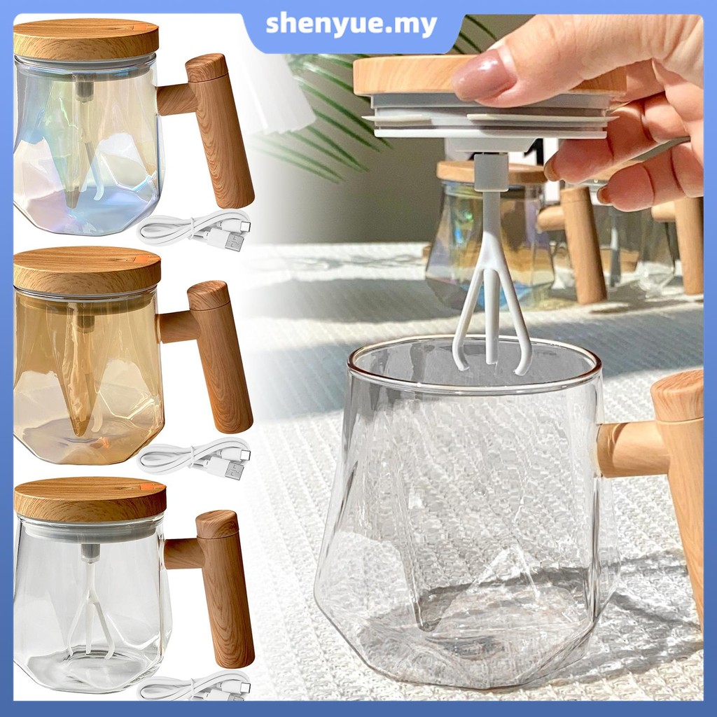 Self Stirring Mug Clear Glass Self Mixing Mug 320mAh Rechargeable Self ...