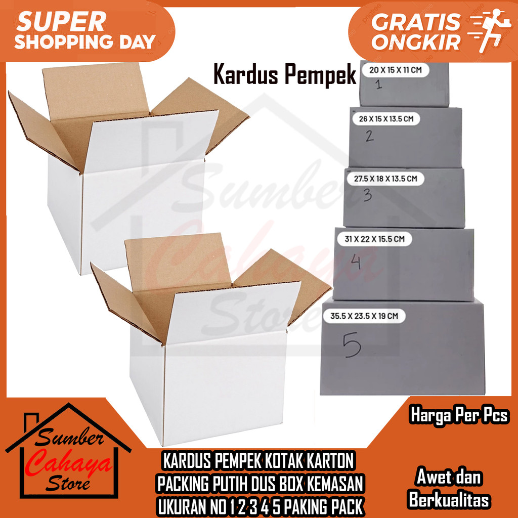 PUTIH Pempek Cardboard White Packing Cardboard Box Packing Box Size No ...