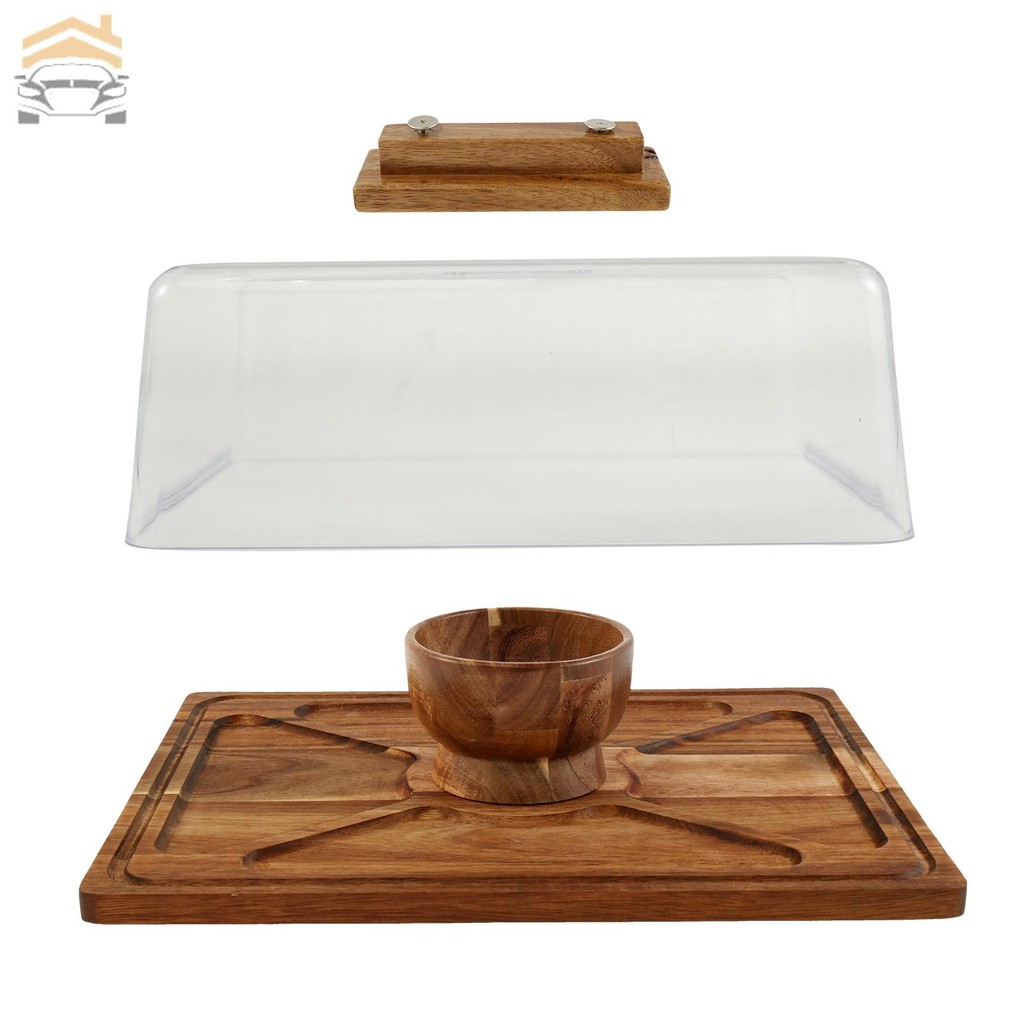 Acacia Wood Cake Stand with Detachable Base Rectangular Cake Stand Cake ...