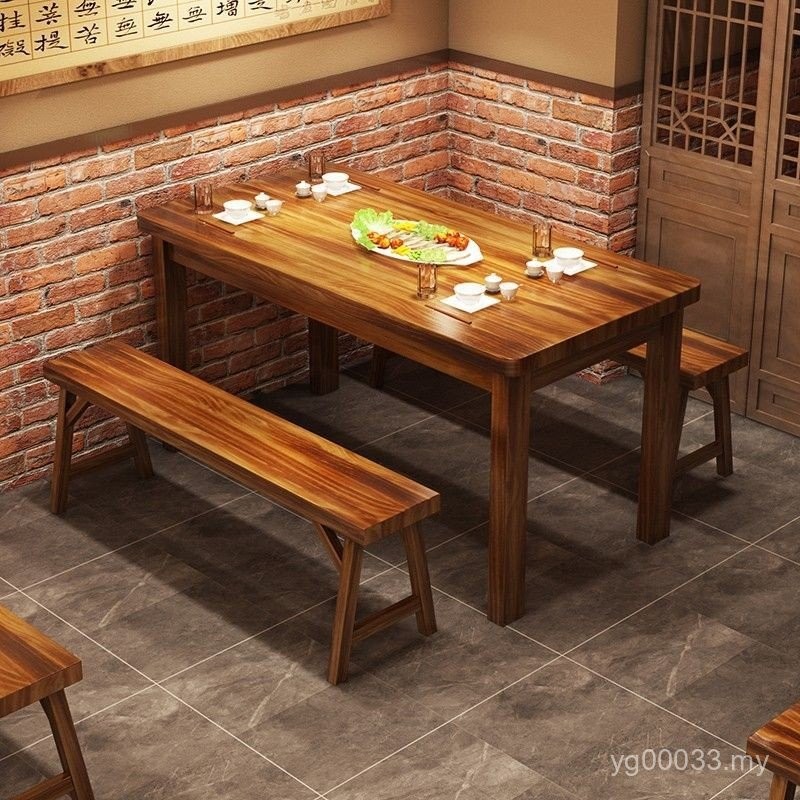 Barbecue Solid Wood Table Chair Snack Bar Hotel Noodle Restaurant Food ...