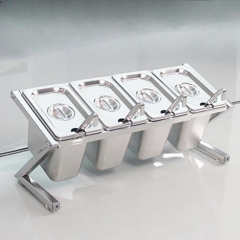 Stainless Steel Square Condiment Box Set Commercial Use Sauce Seasoning ...