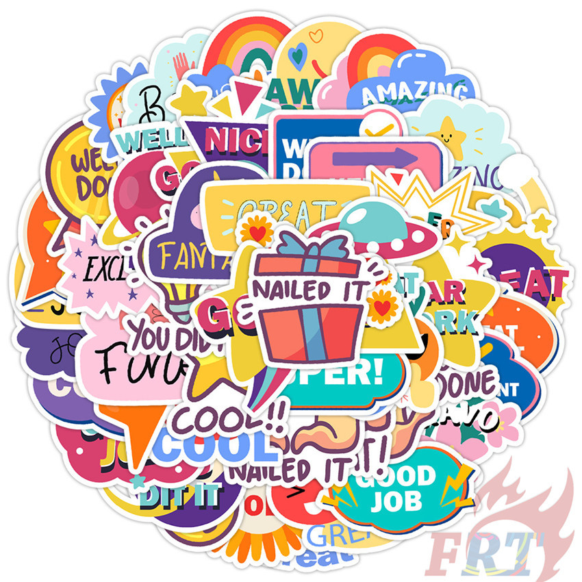 50Pcs/Set Candy Color . English Slang Kids Reward Series 01 Stickers ...