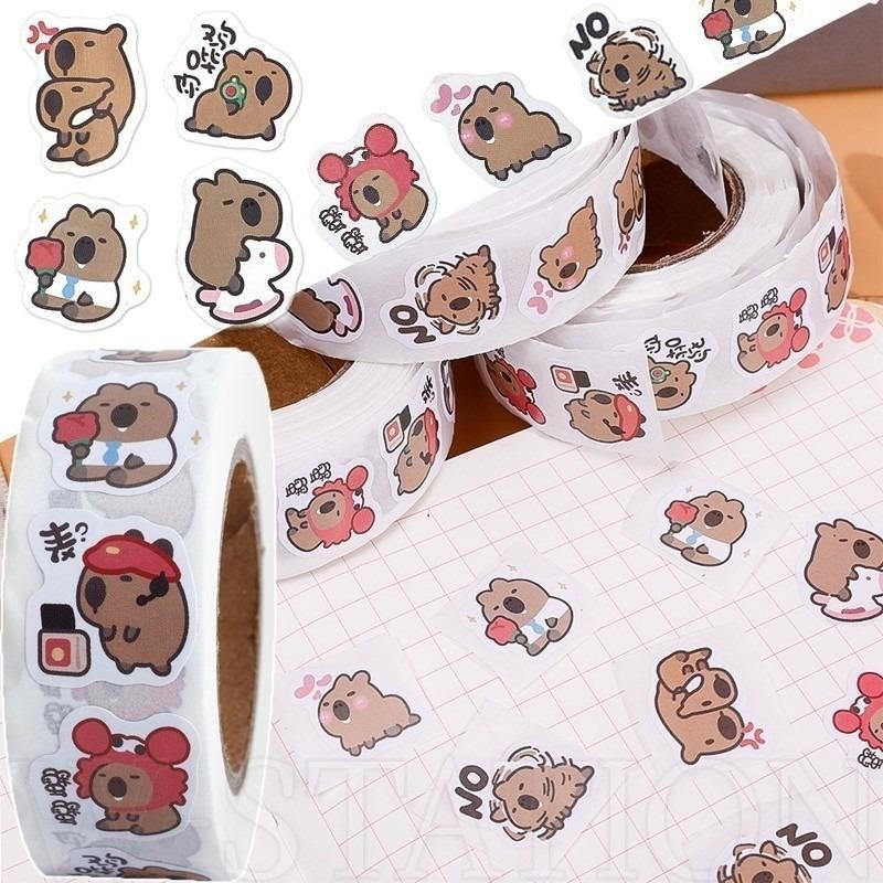 500PCS Trend Cute Cartoon Capybara Sticker Kawaii Scrapbook Water Cup ...