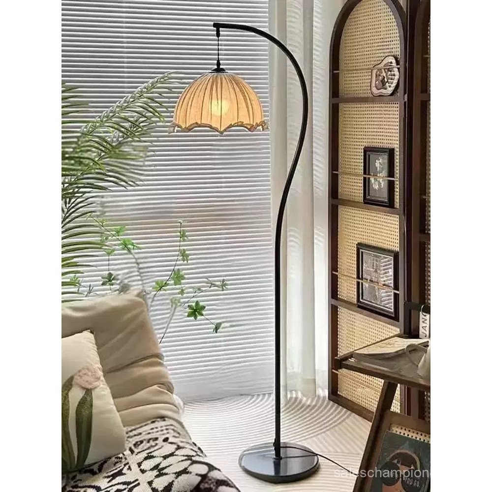 Influencer Retro Lotus Leaf Floor Lamp S-Shaped Medieval Style Living ...