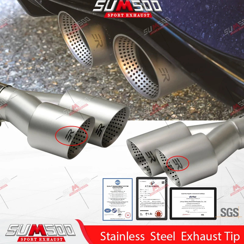 ER 1 Pcs Double Matte Stainless Steel Car Muffler Tip Exhaust Tip ...