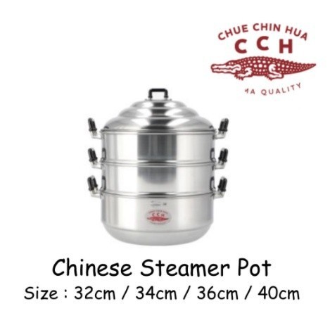 CCH Aluminium Steamer Pot 3 Layer Steam Pot / Periuk Kukus (32cm / 34cm ...