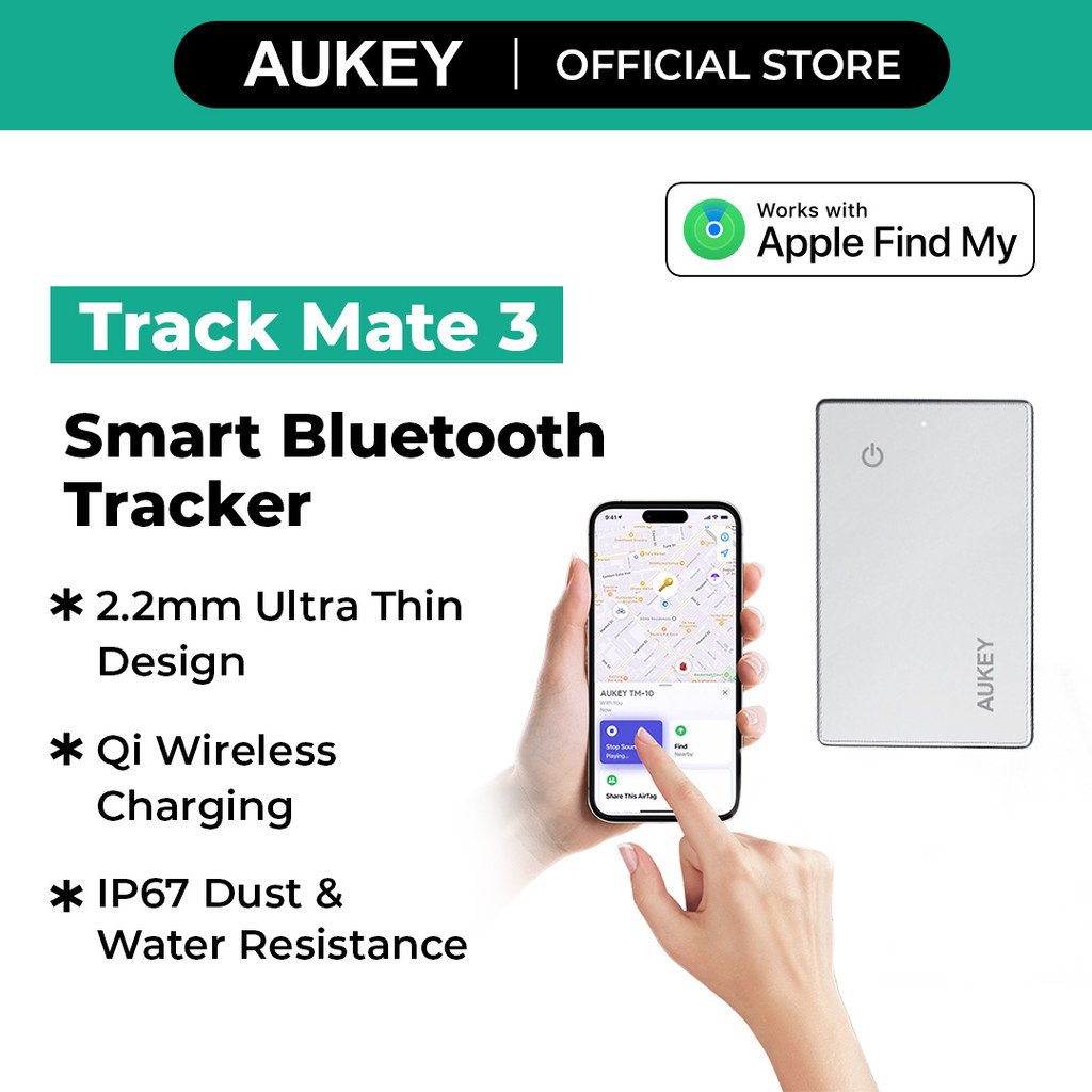 AUKEY TM-21 Track Mate 3, Bluetooth Smart Tracker, Compatible with Apple Find My | Shopee Malaysia