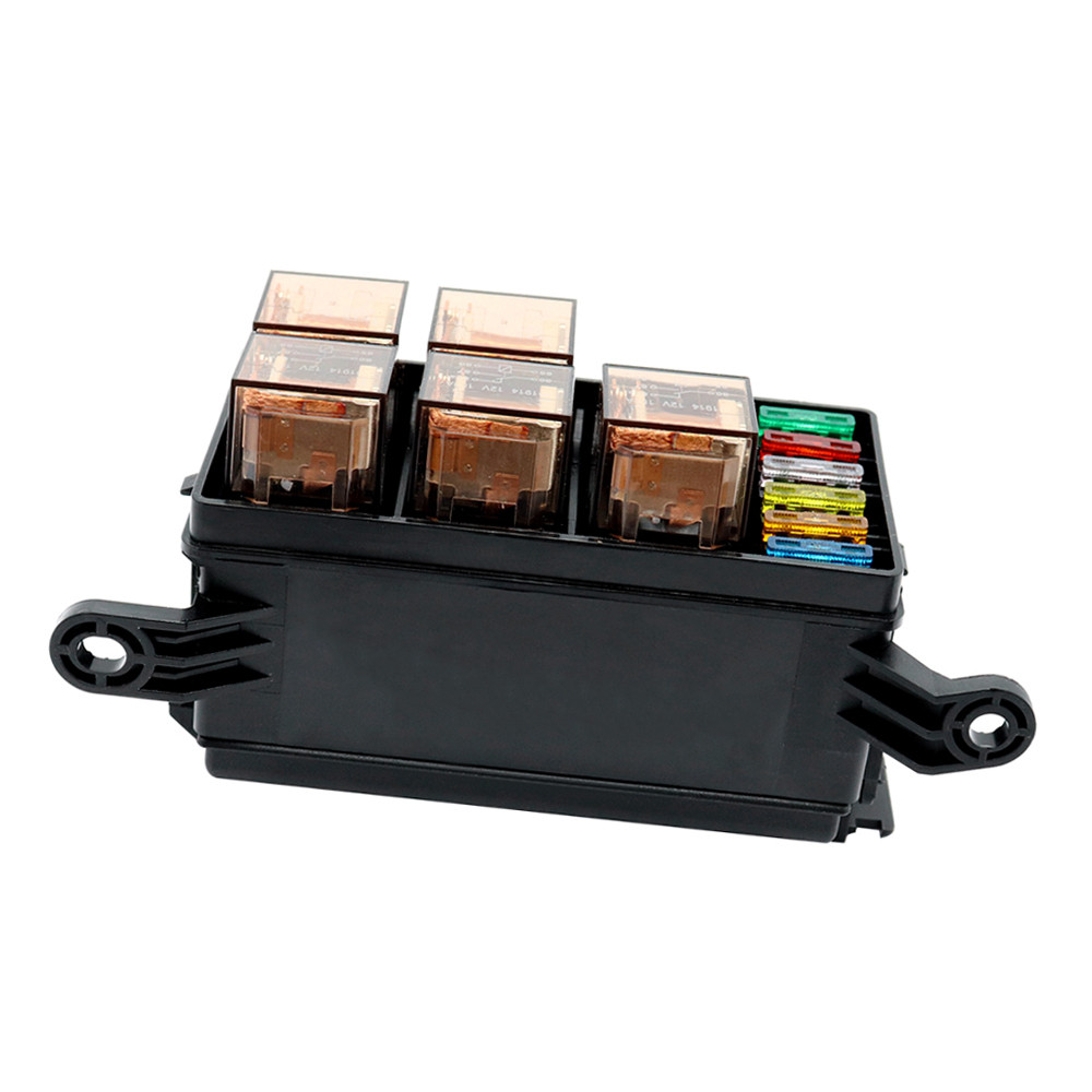 12-Slot Relay Box 6 Relays Slots 6 ATC/ATO Standard Fuses Holder Block ...