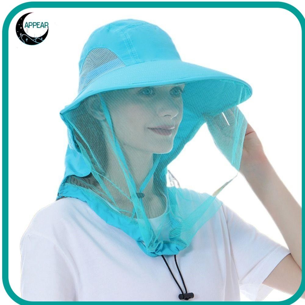 APPEAR Summer Mosquito Hat, Outdoor Sunscreen Foldable Fishing Sun Cap ...