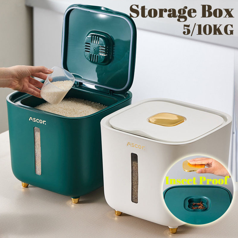 5/10 KG Rice Storage Box Bekas beras Grain Container Insect-Proof Food ...