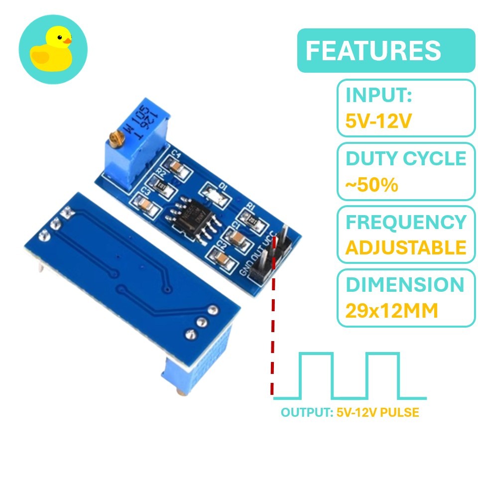 NE555 Clock Pulse Waveform Generator Module With Adjustable Frequency ...