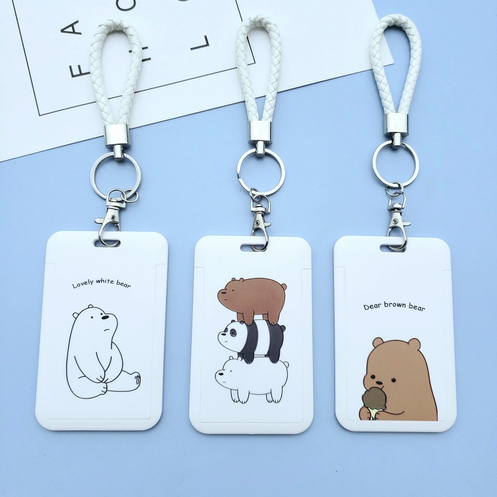 We Bare Bears Cartoon Card Holder Student ID Card Cover Campus Meal ...