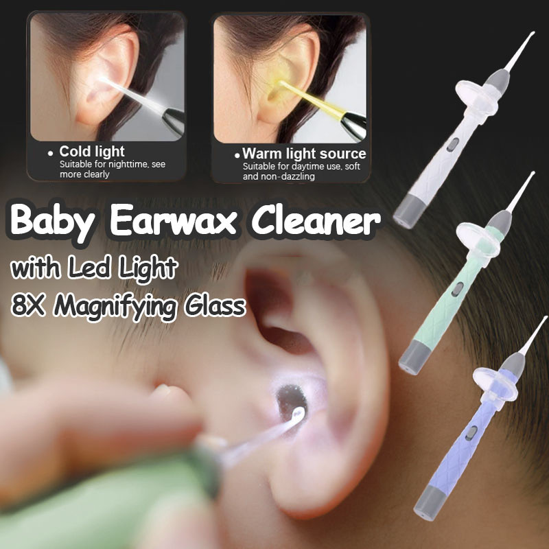 Baby Earwax Cleaner with Led Light&8X Magnifying Glass Soft Silicone ...