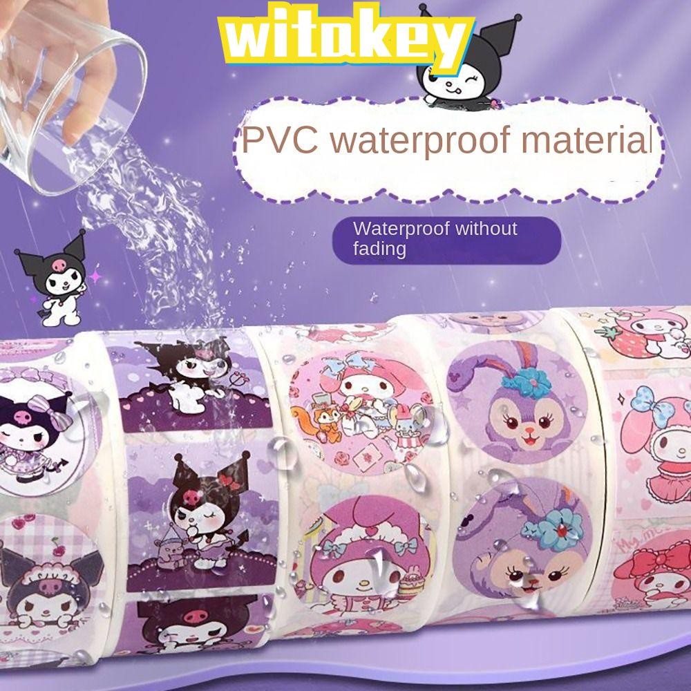WITAKEY 500Pcs/Roll Sanrio Stickers, Waterproof Kuromi Melody HelloKitty Cartoon Stickers, High ...