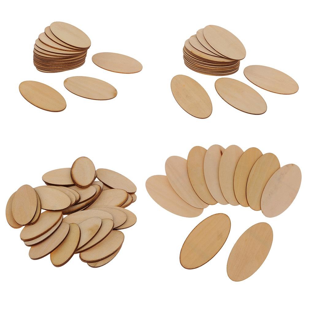 [uguuiya] 1.5 mm Thick Ellipse Natural Wood Pieces - Unfinished Wooden ...