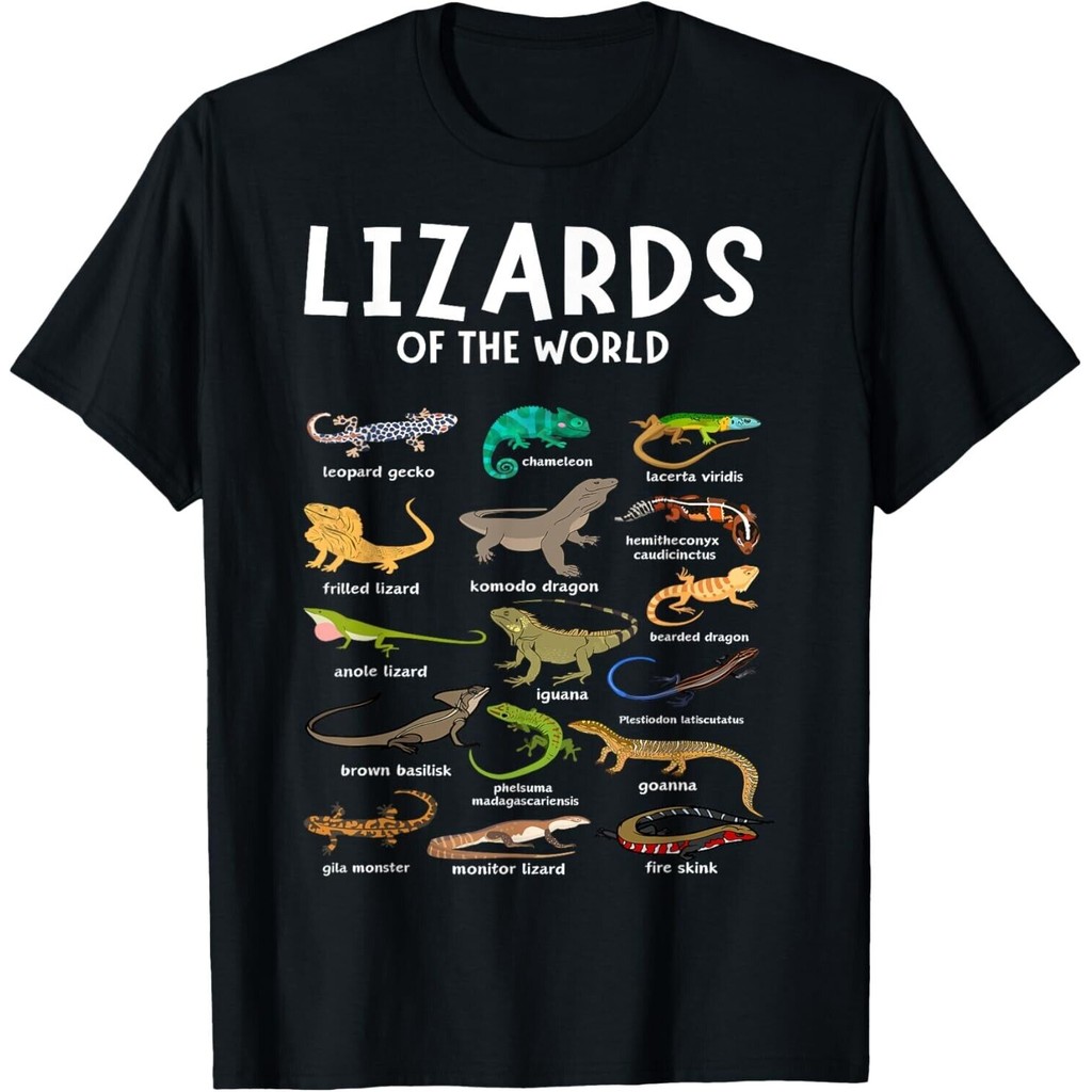 Types of Lizards of the World Reptile Herpetology Lizard T-Shirt ...