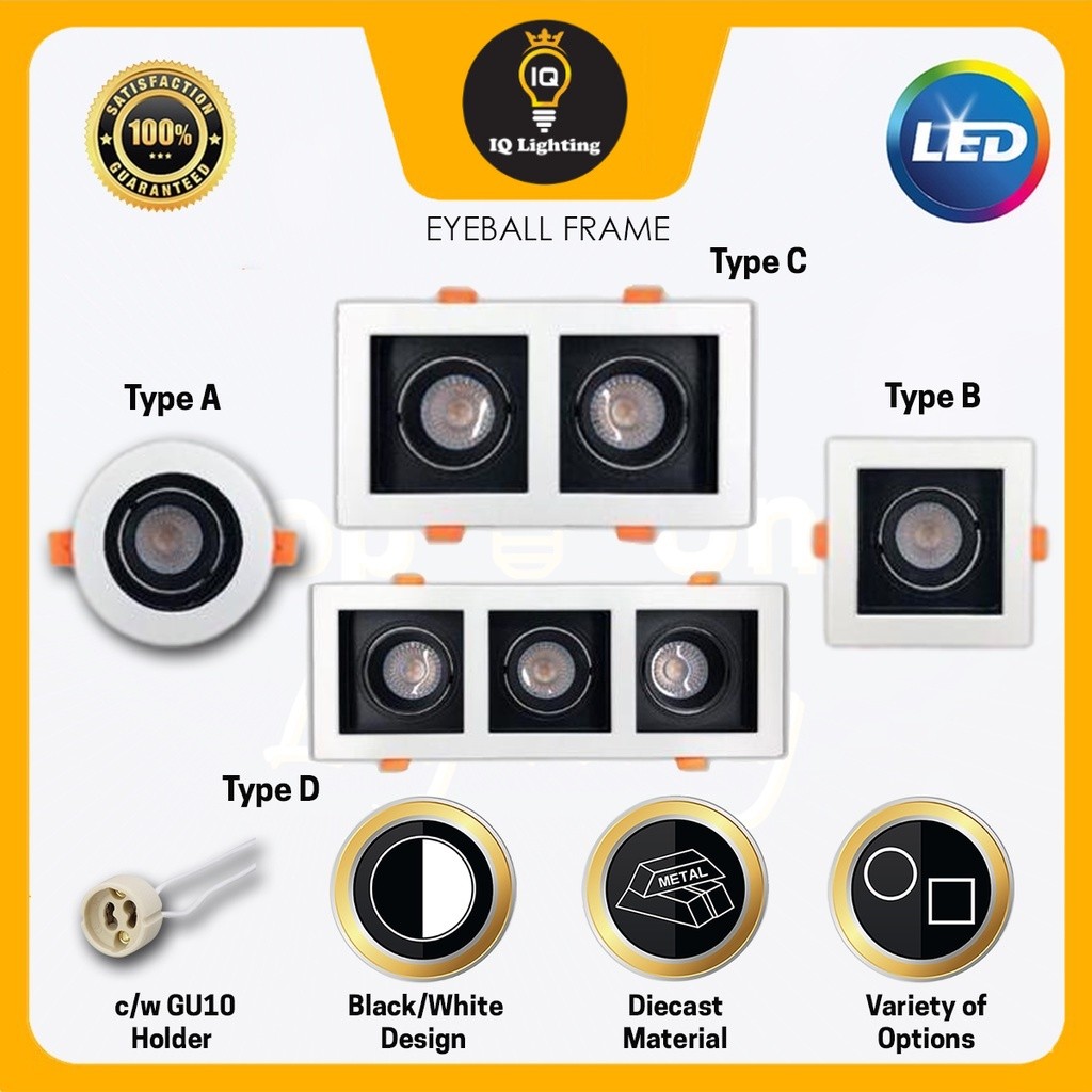 Eyeball Casing With GU10 Holder Bulb Single Recess Double Downlight ...