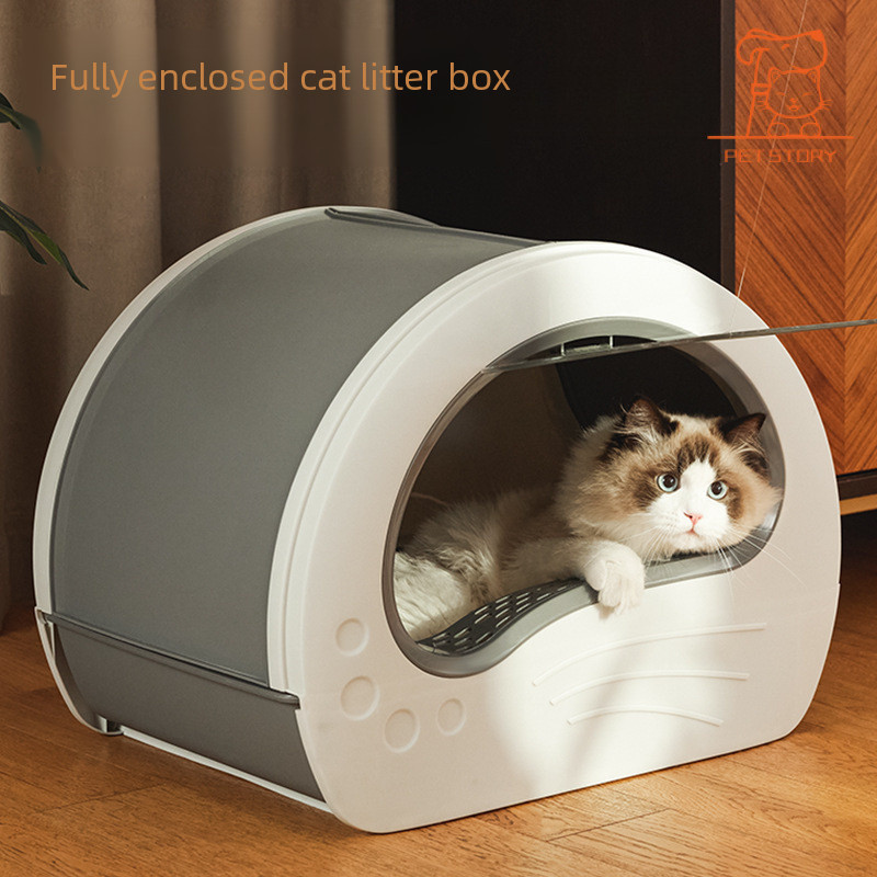 New cat litter tray with double-layer drawers large fully enclosed cat ...