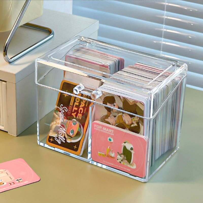 Acrylic Transparent Storage Box Photo Card Box Compartment Flip Box ...