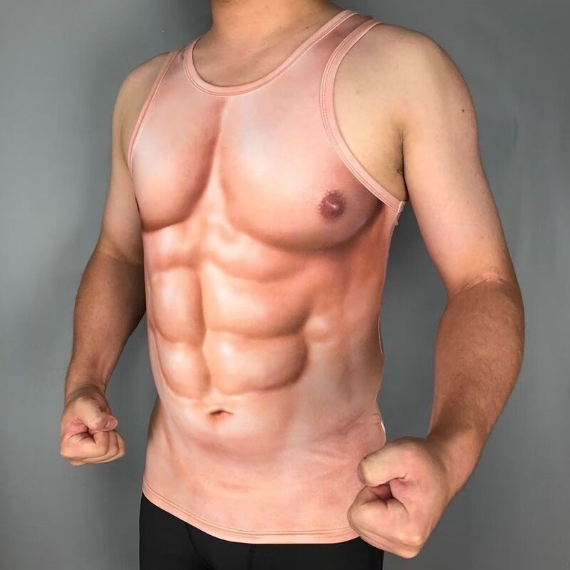 Imitation Abs Vest T-Shirt Unique cosplay Fake Chest Muscle Gorilla ...