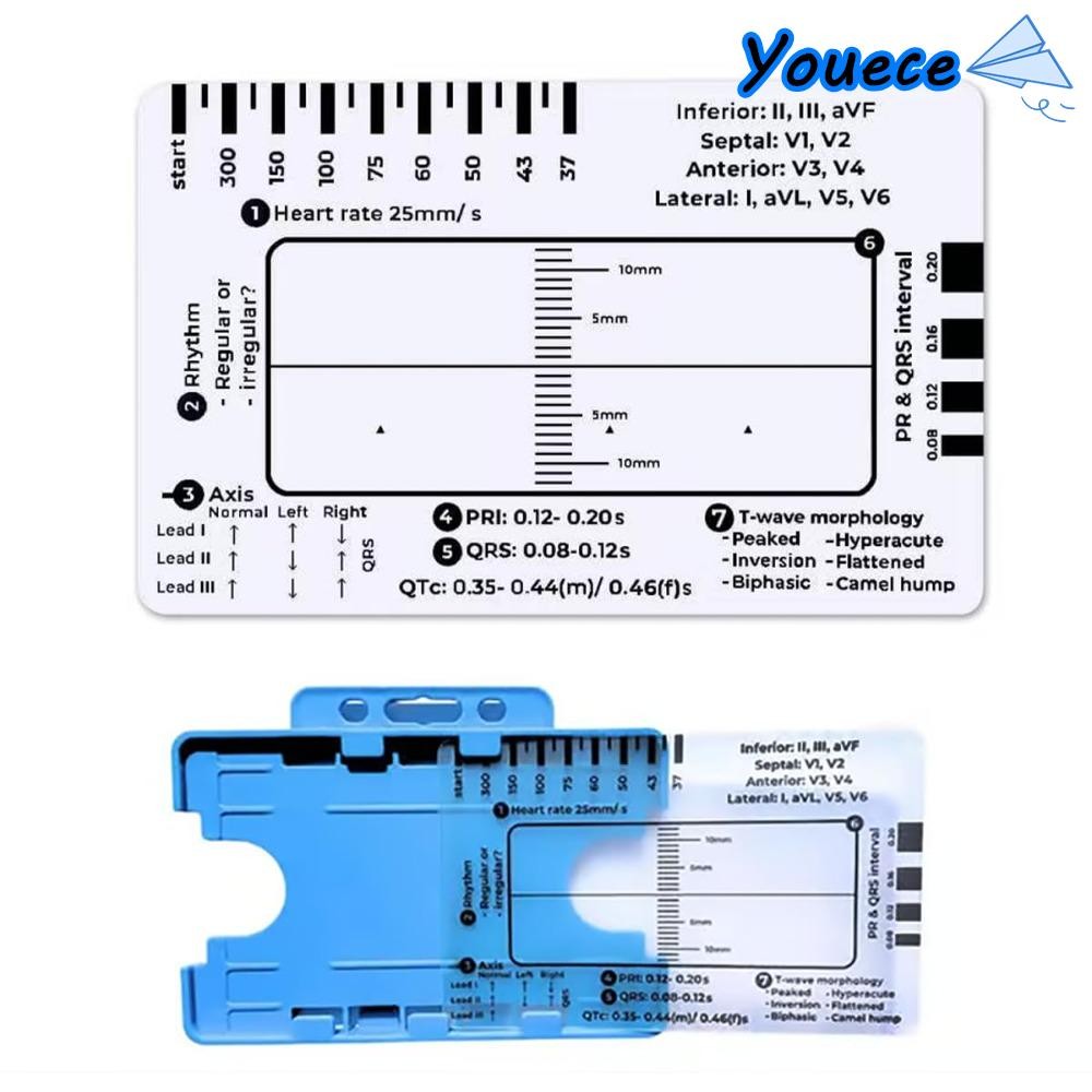 YOUECE EKG Calipers, Transparent ECG/EKG ECG 7 Step Ruler, Plastic ...