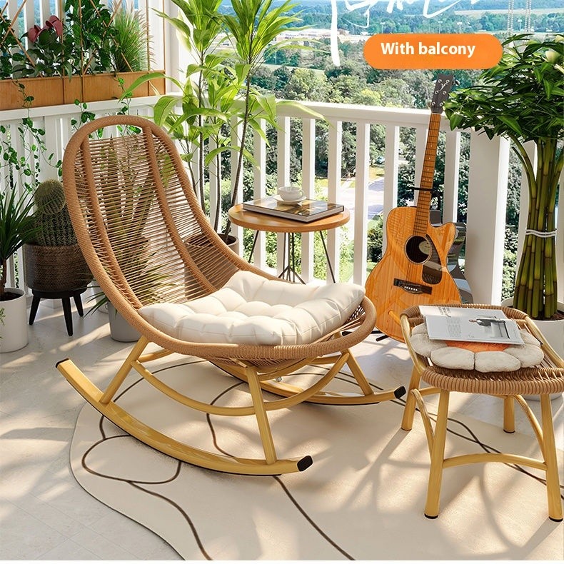 Net red lazy sofa rattan rocking chair lounge chair balcony leisure ...